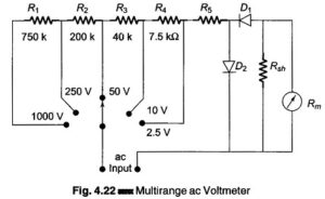 AC Voltmeter using Half wave Rectifier and Full wave Rectifier | Multirange AC Voltmeter
