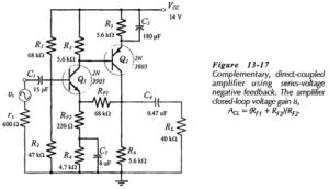 Two Stage Direct Coupled BJT Amplifier Circuit