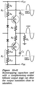 BJT Power Amplifier with Op Amp Driver | Bootstrapping Capacitors