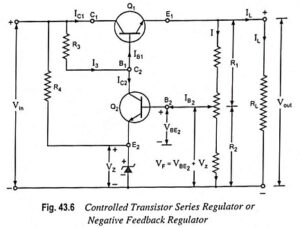 Controlled Transistor Series Regulator with Short Circuit Protection
