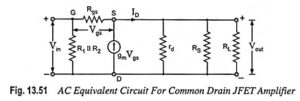 Common Drain JFET Amplifier or Source Follower Circuit